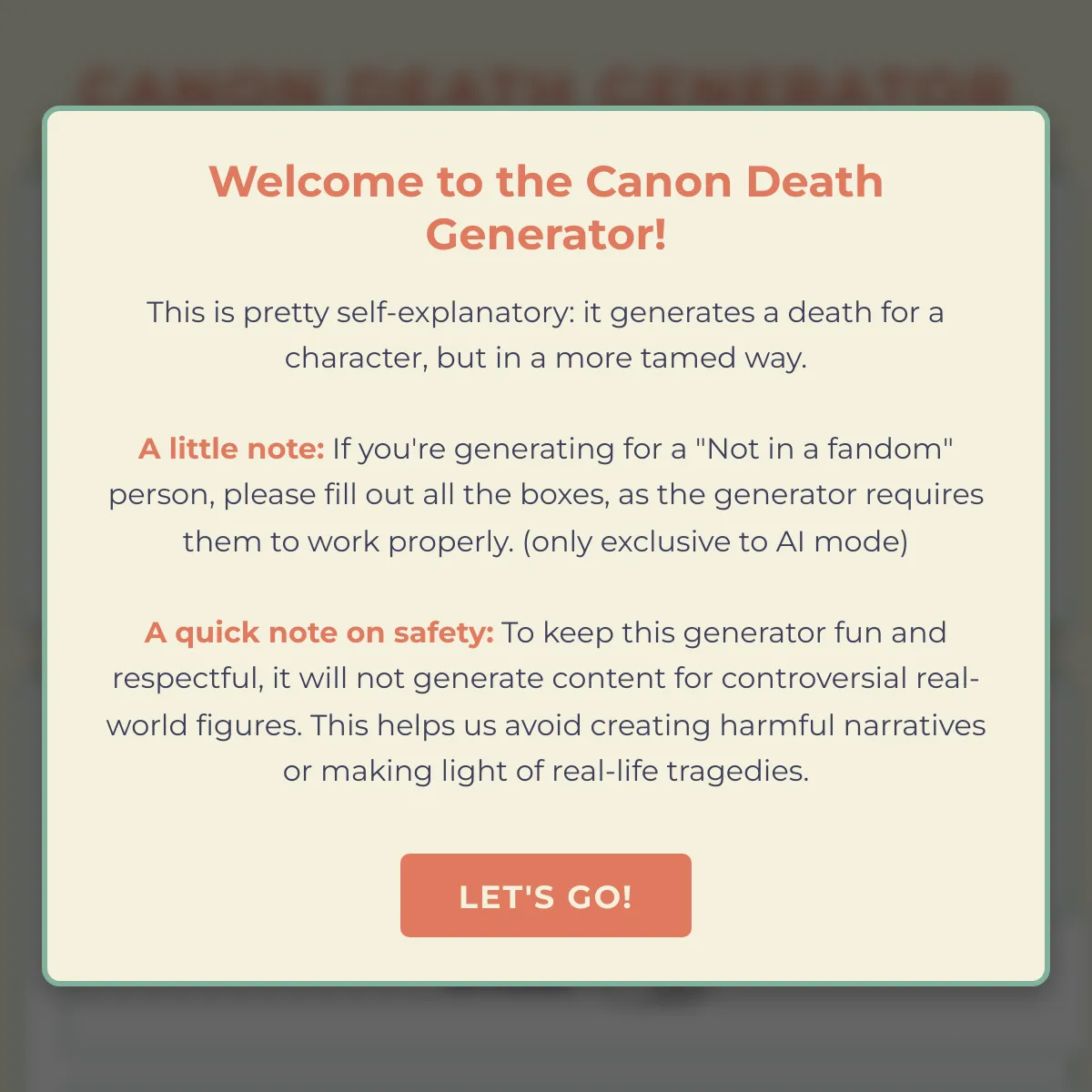Canon Death Generator