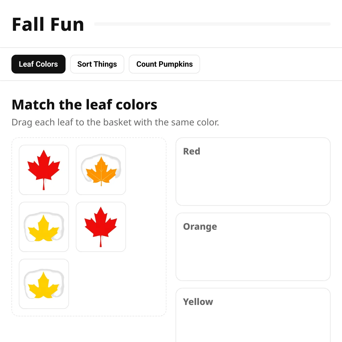 First Grade Fall Activity