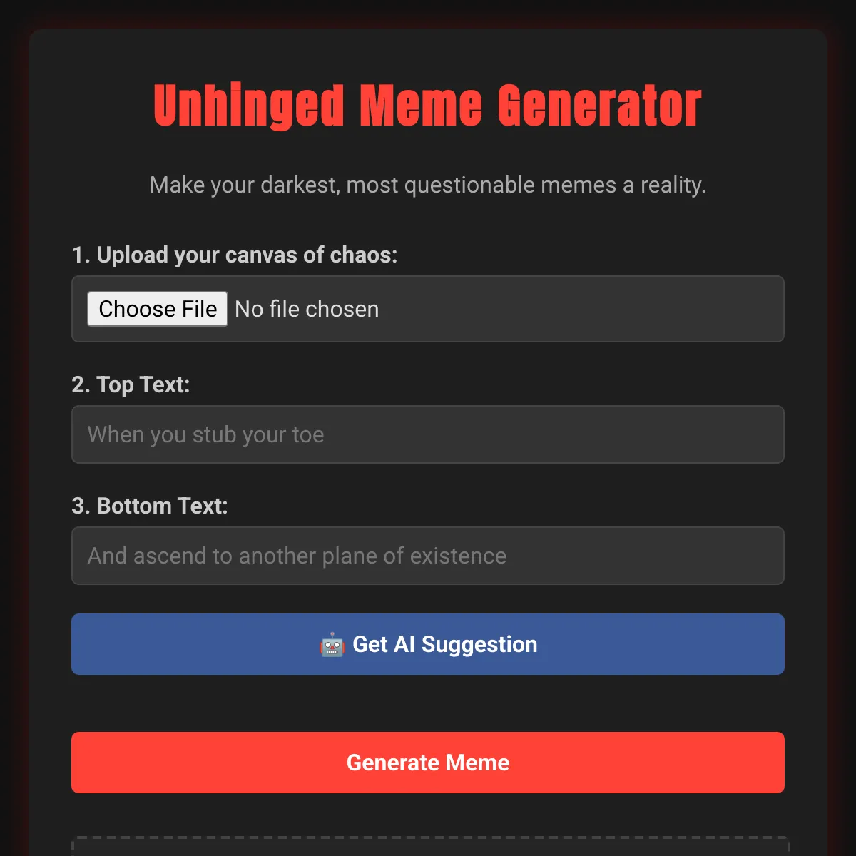 Unhinged Meme Generator