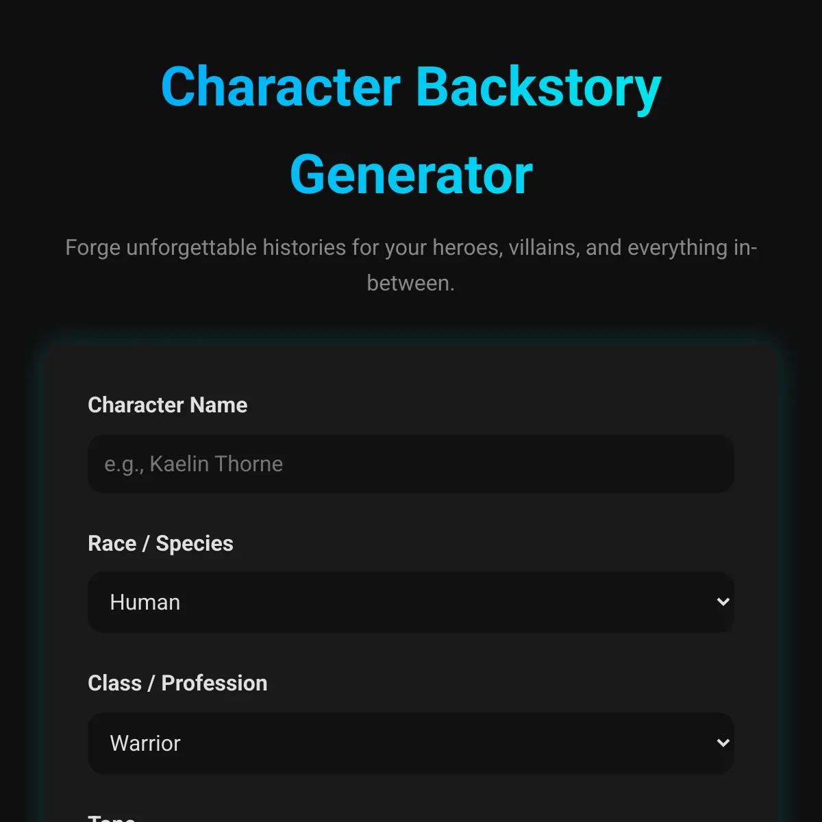 Character Backstory Generator
