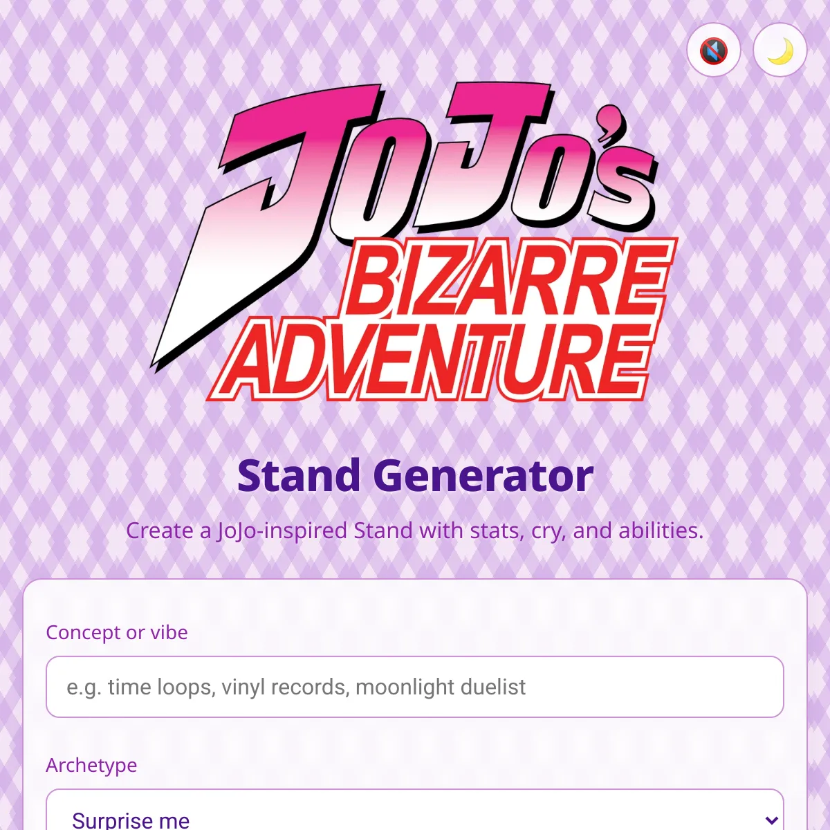 Untitled JoJo Stand Generator