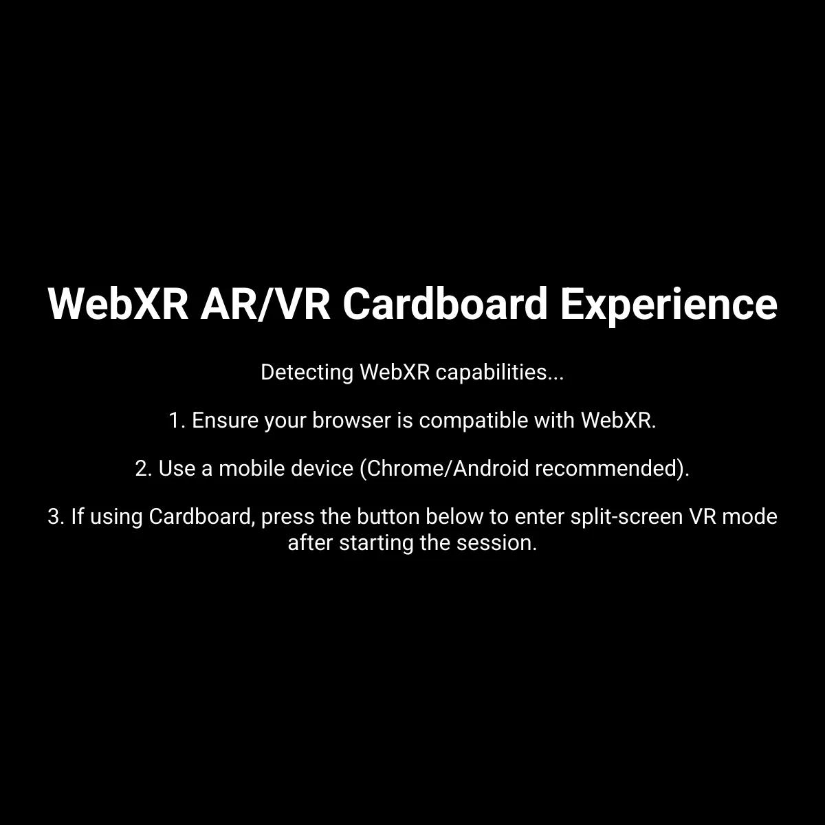 WebXR Cardboard AR/VR Screen