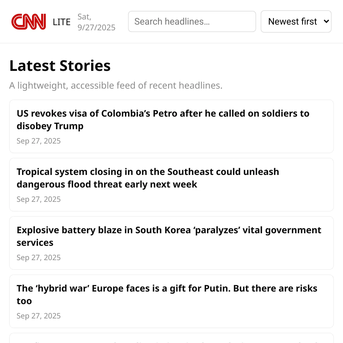 CNN Lite — Headlines