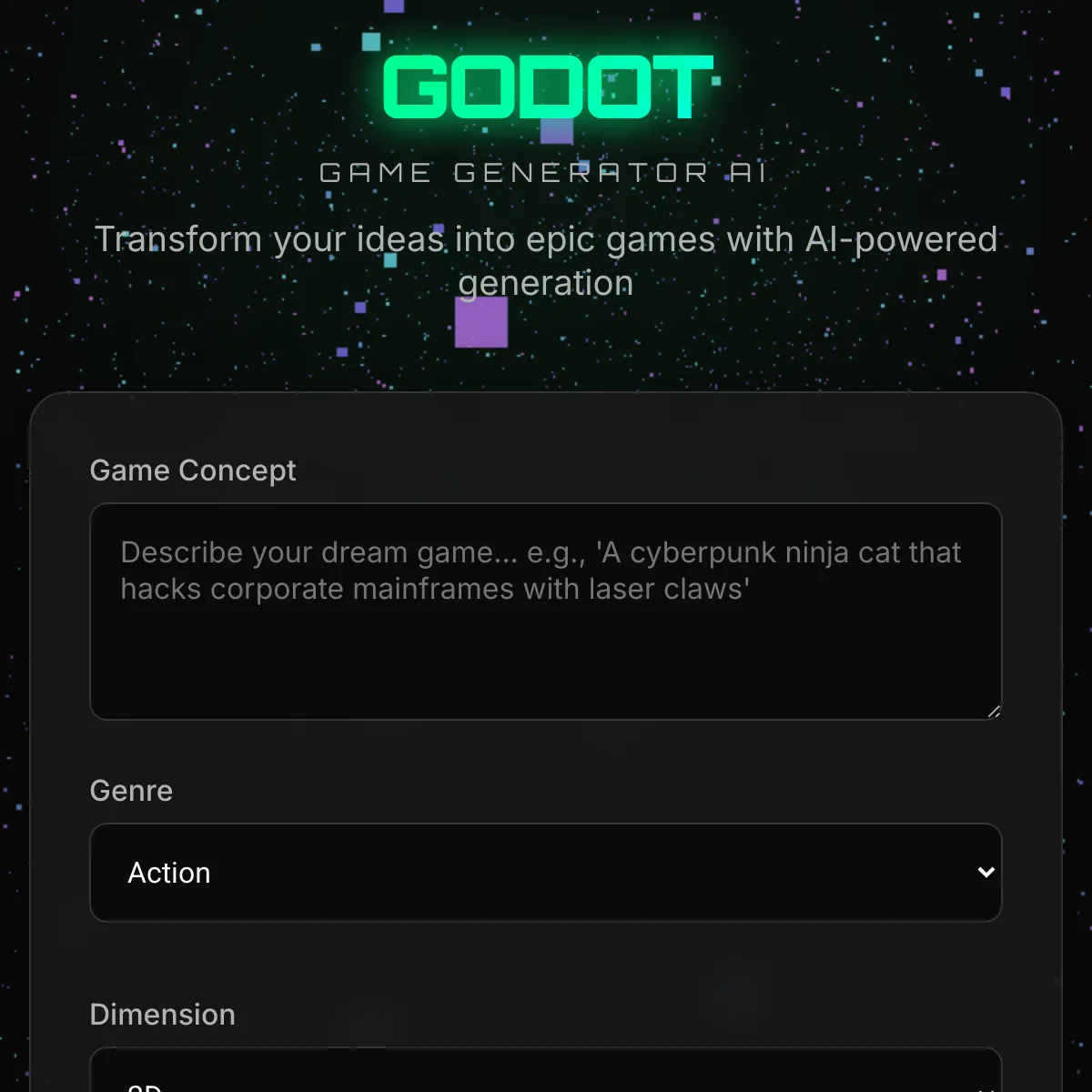 Godot Game Generator AI - Epic Game Creation Tool