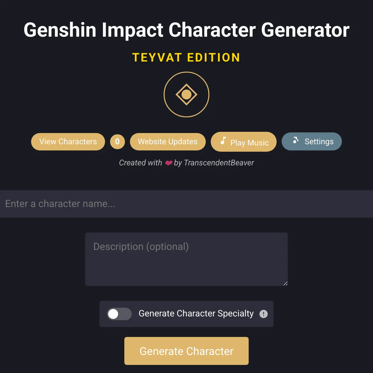 Genshin Impact Character Generator