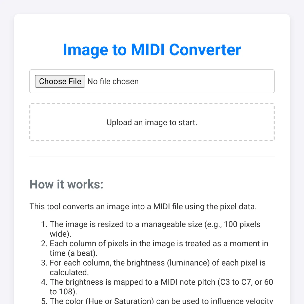 Image to MIDI Converter