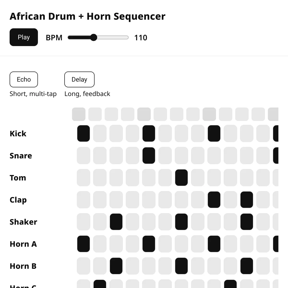 African Drum + Horn Step Sequencer