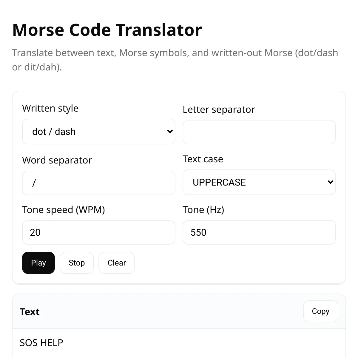 Stafki's COOL Morse Code Translator