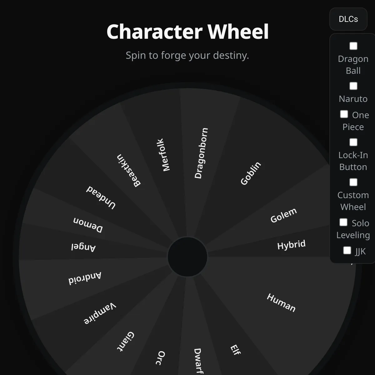 Character Wheel Spinner