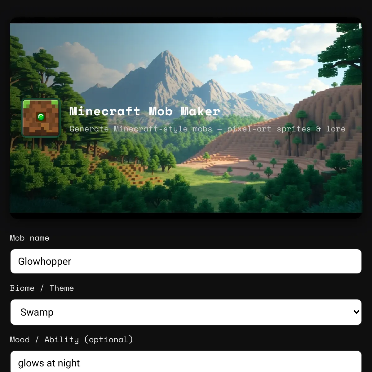 Minecraft Mob Maker — AI