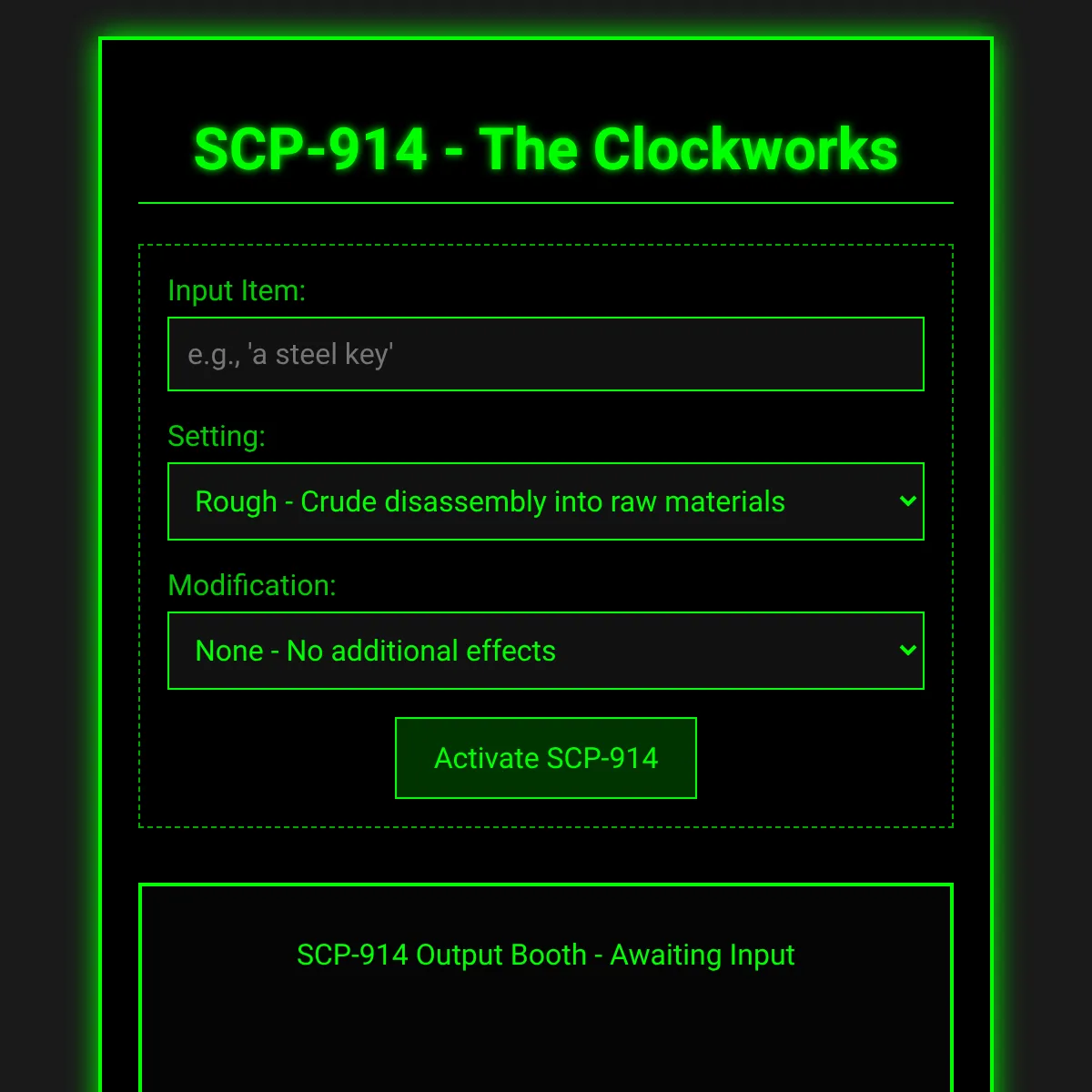 SCP-914 Simulation