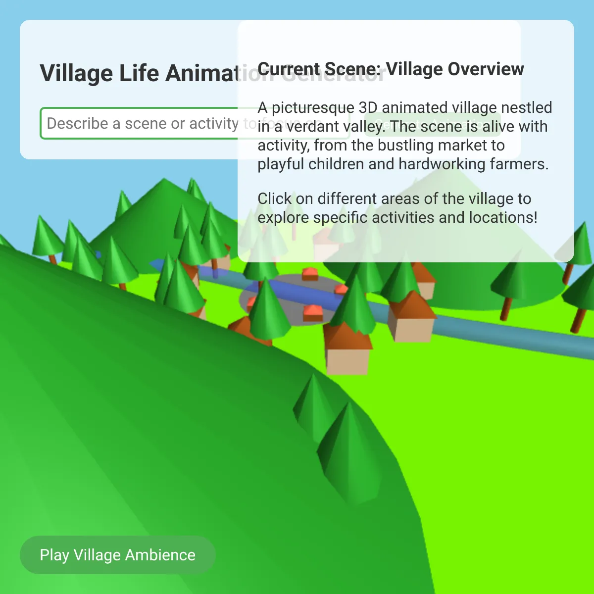 AI Animation Generator - Picturesque Village Life