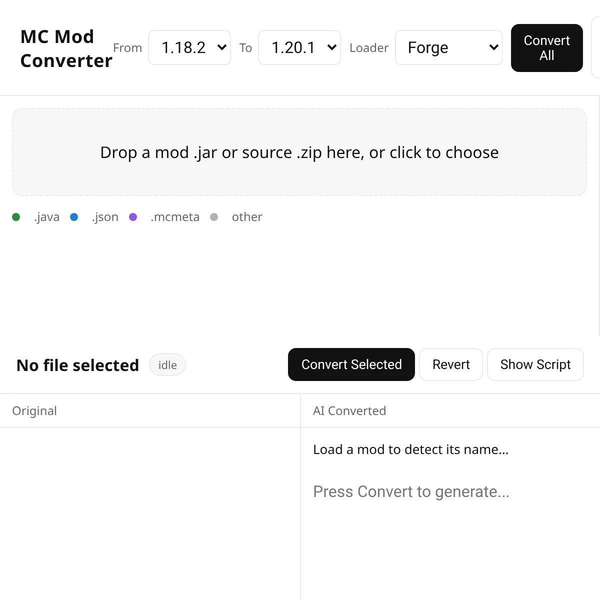 Minecraft Mod Version Converter (AI-assisted)