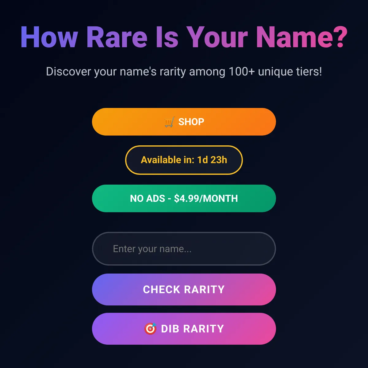 Name Rarity Game