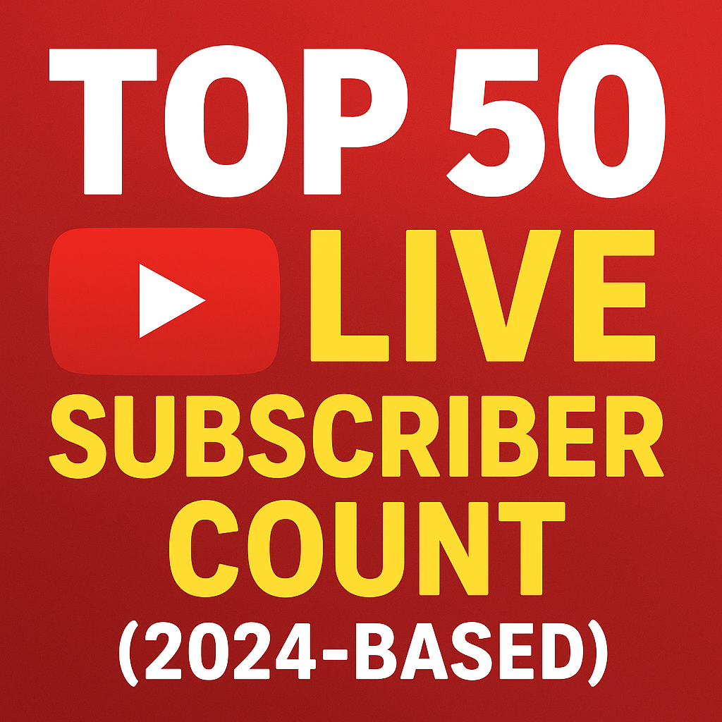 Top 50 Live Subscriber Count (2024-based)