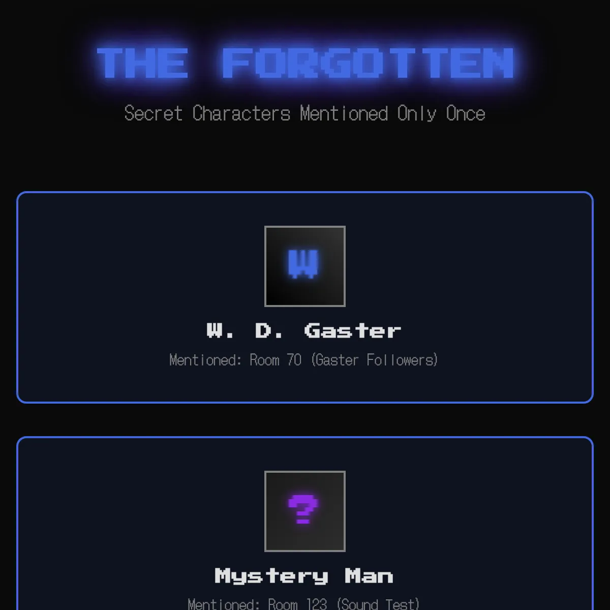 Undertale Secret Characters - The Forgotten
