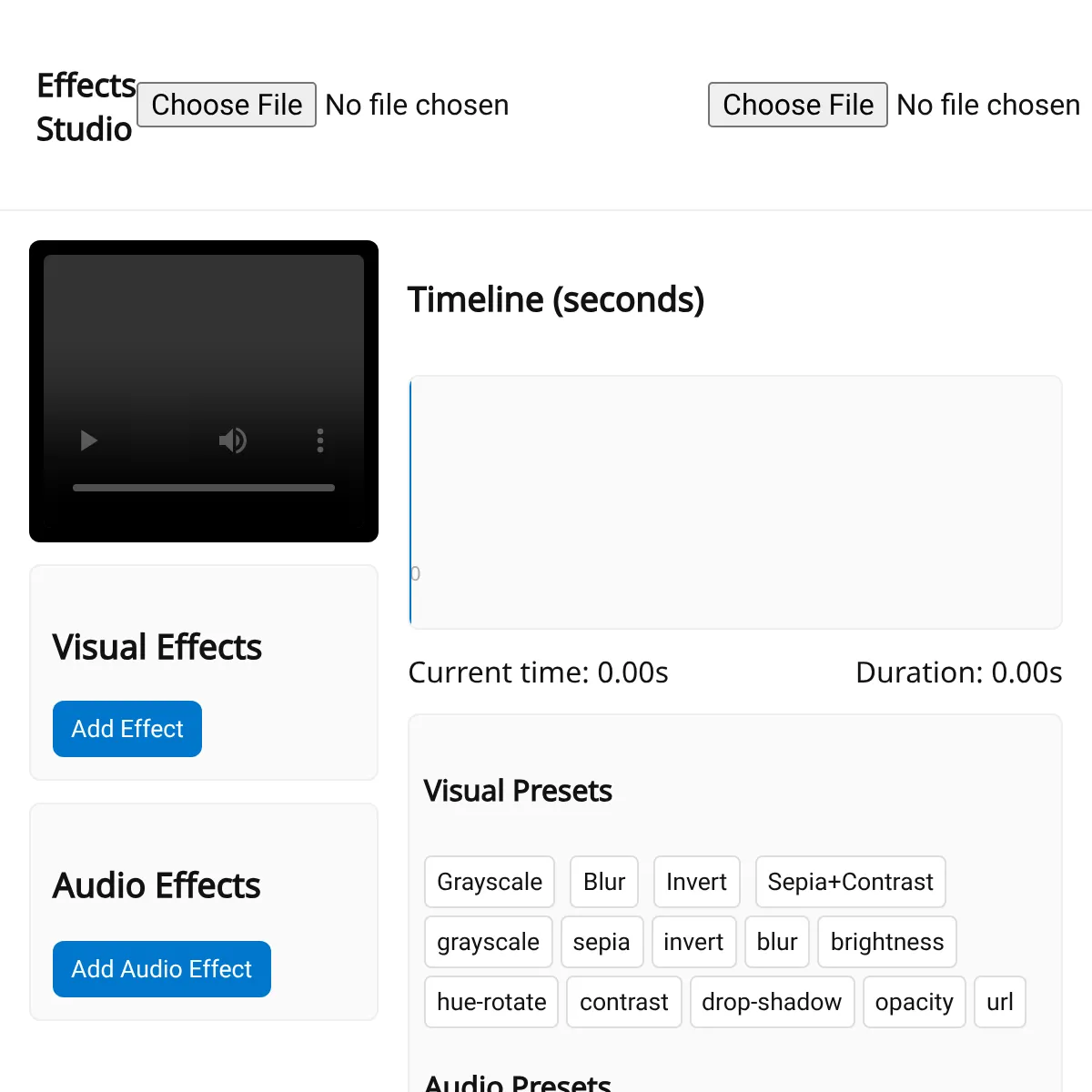Mini Video + Audio Effects Editor