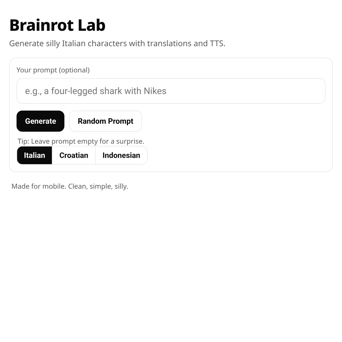 Italian Brainrot Generator