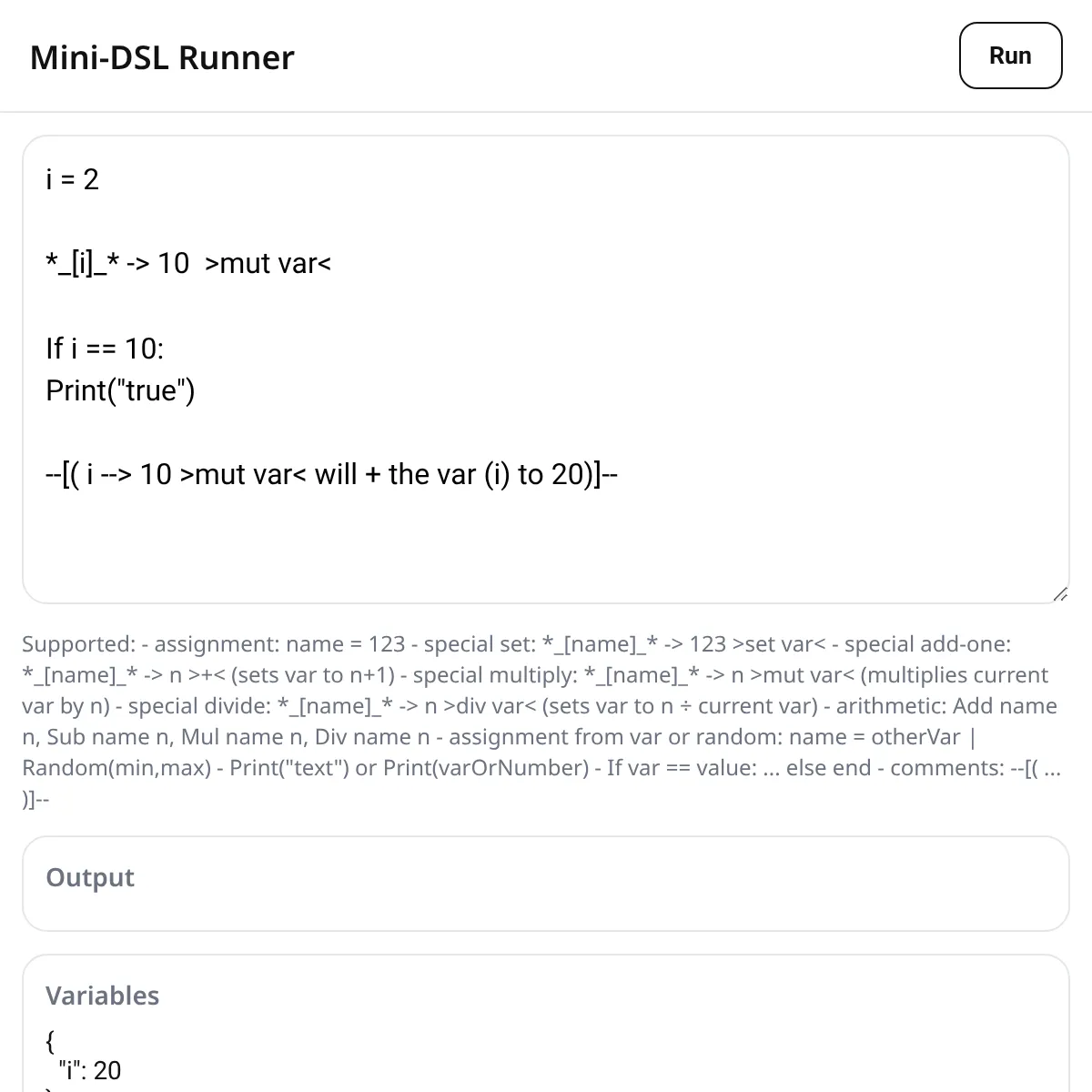 Mini-DSL Runner