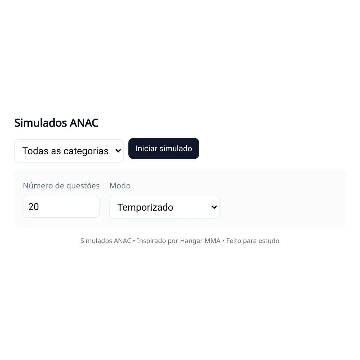 Simulados ANAC — Hangar-like