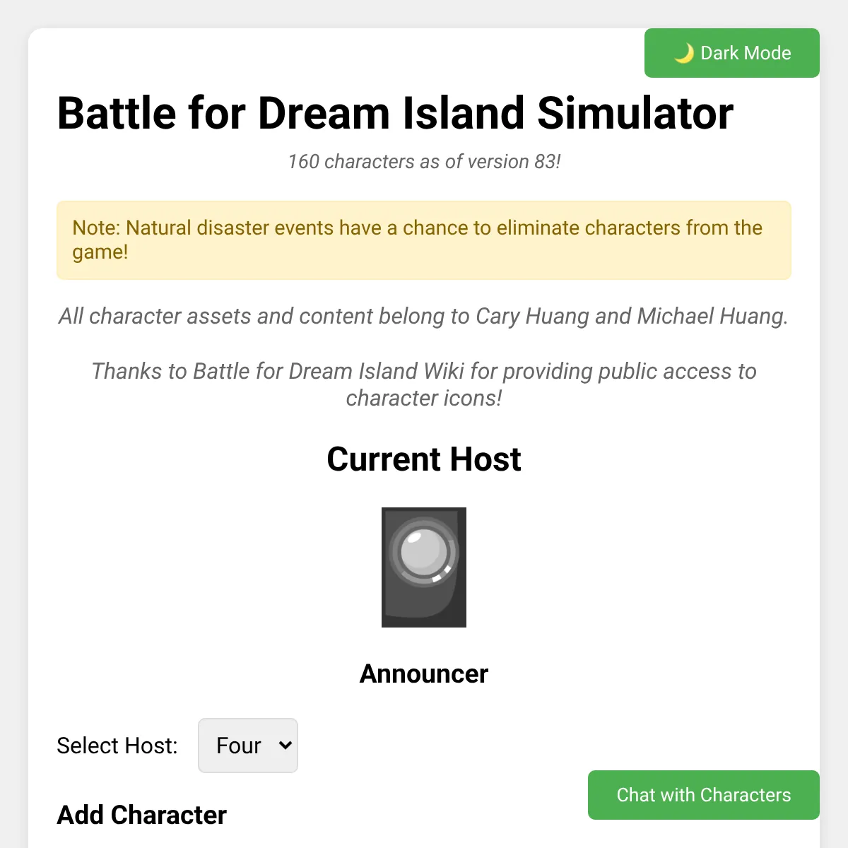 BFDI Personality Simulator