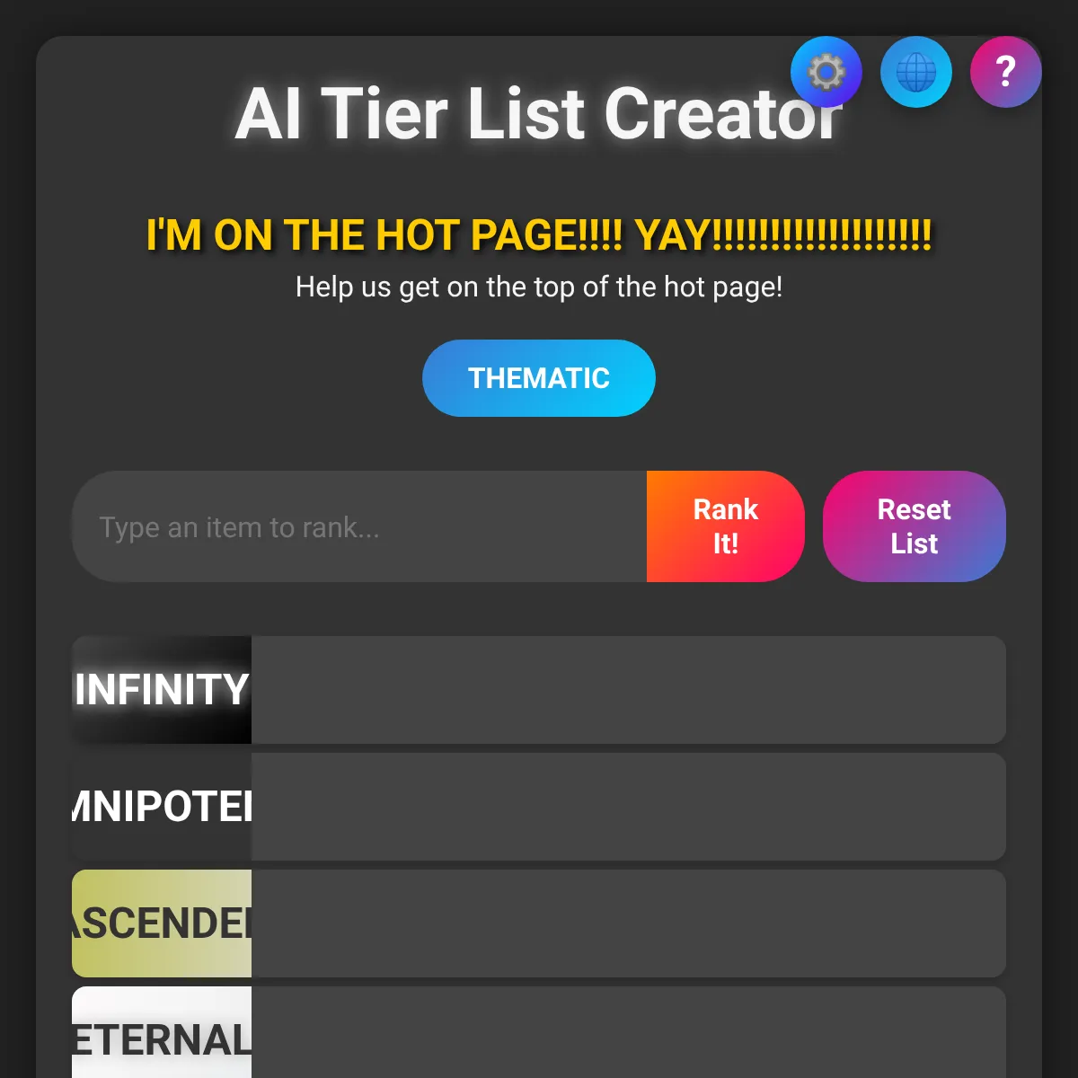 Advanced Tier List with AI