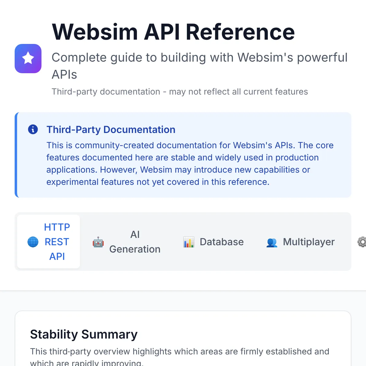 Websim API Reference