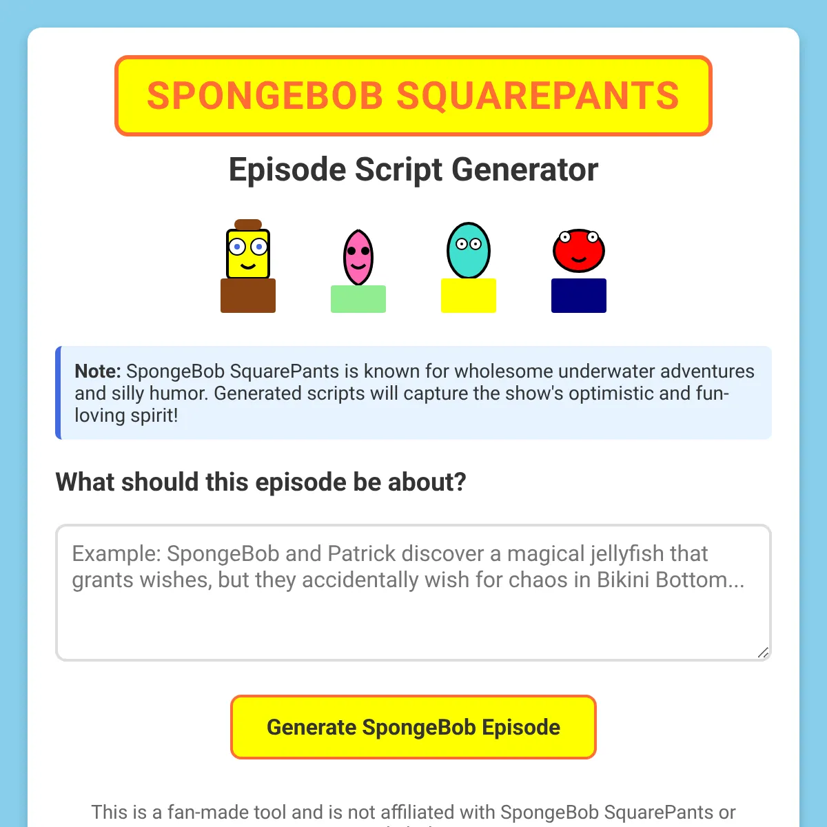 SpongeBob SquarePants Episode Generator