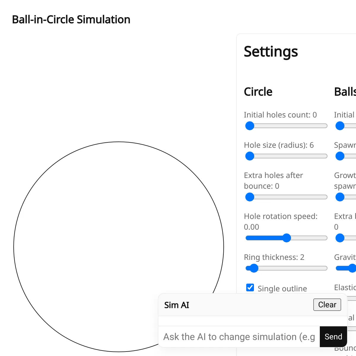 2d ball simulator