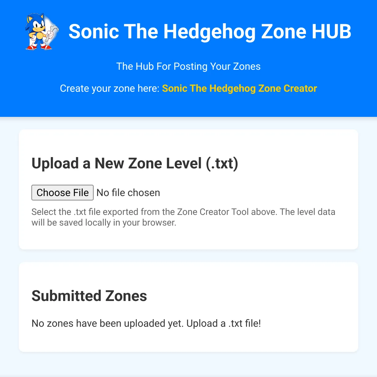 Sonic The Hedgehog Zone HUB