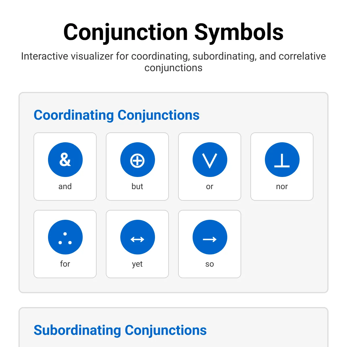 Conjunction Symbols - Interactive Grammar Visualizer