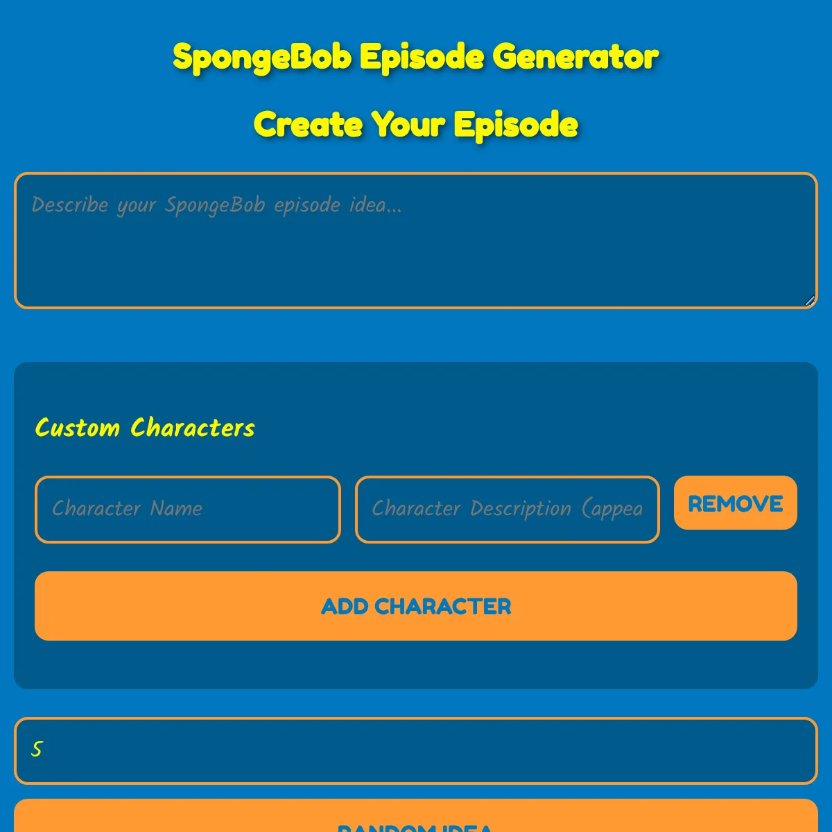 SpongeBob Episode Generator (Mobile)