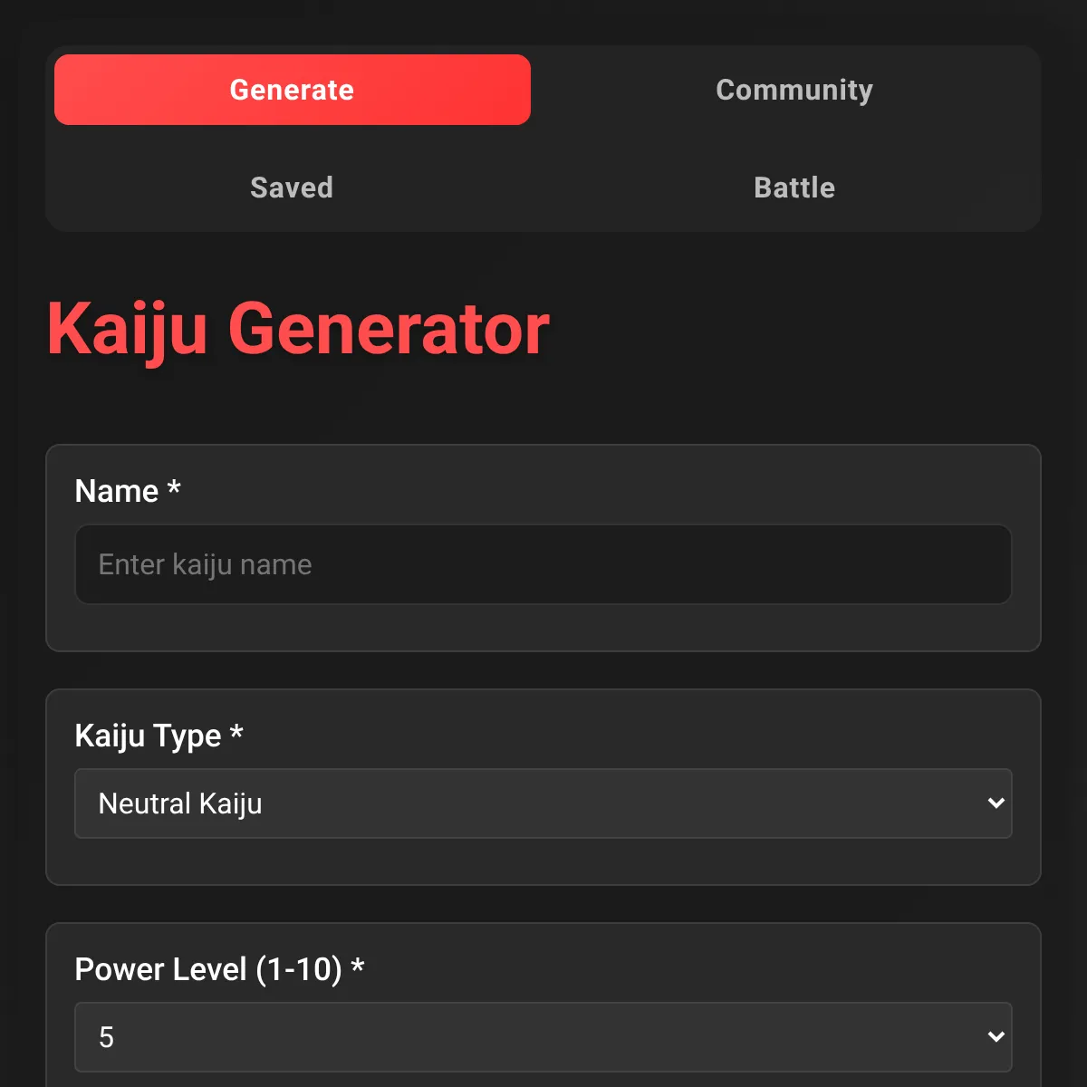 Custom Kaiju Creator