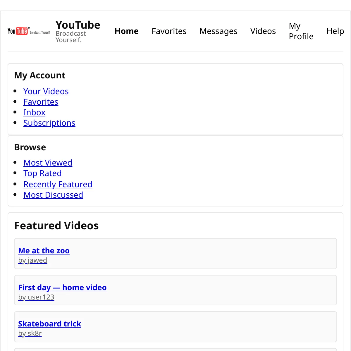 YouTube — Old Layout (2005)
