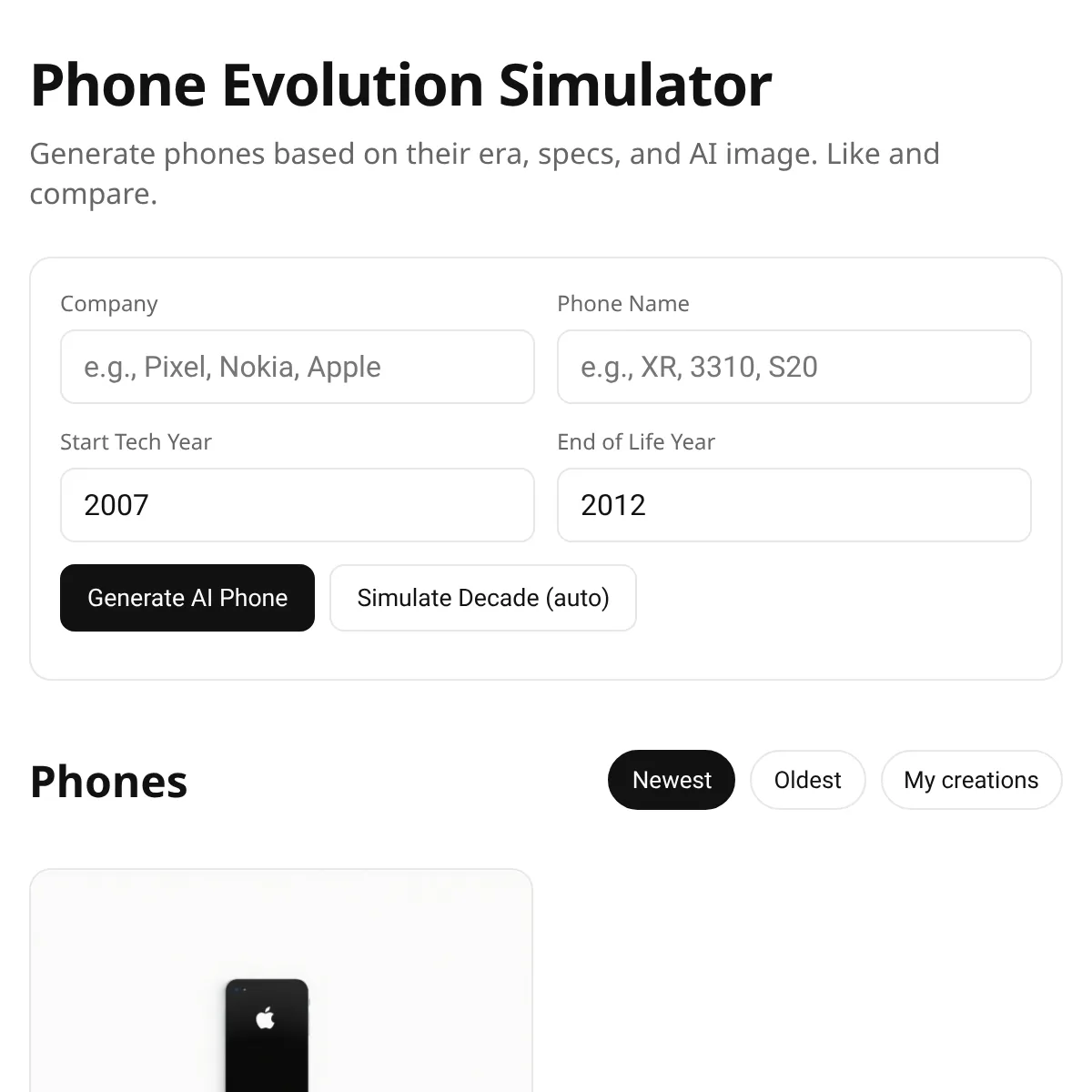 Phone Evolution Simulator