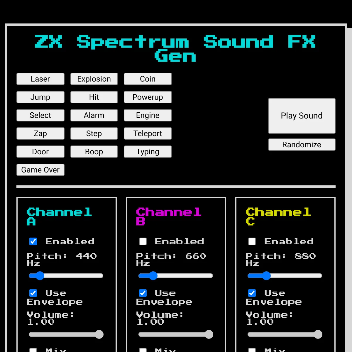 ZX Spectrum Sound FX Generator