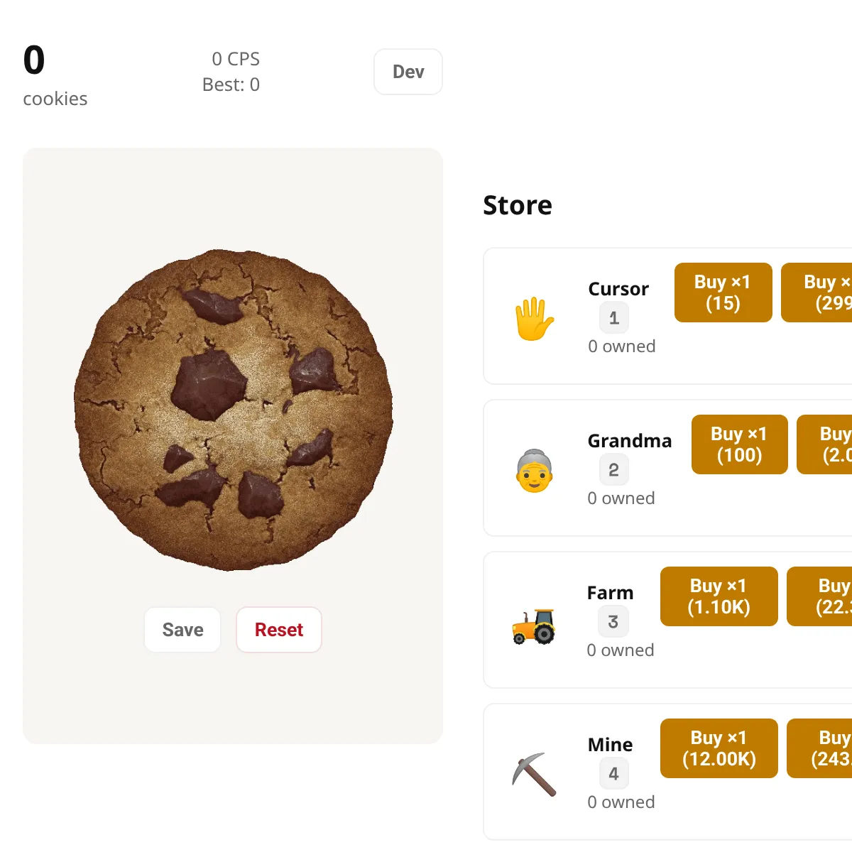 Classic Cookie Clicker — Mini