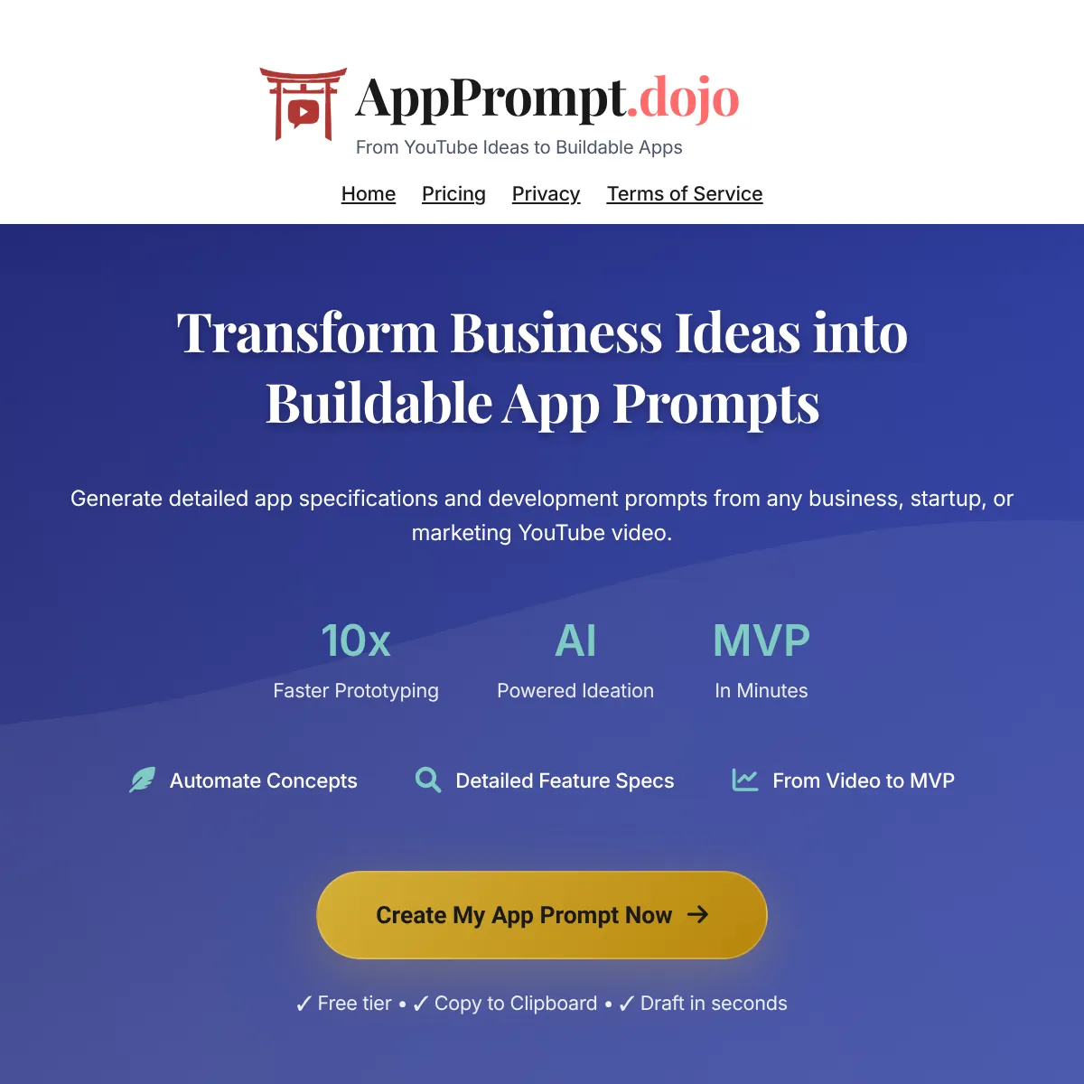 AppPrompt.dojo — YT 2 App Building Prompt