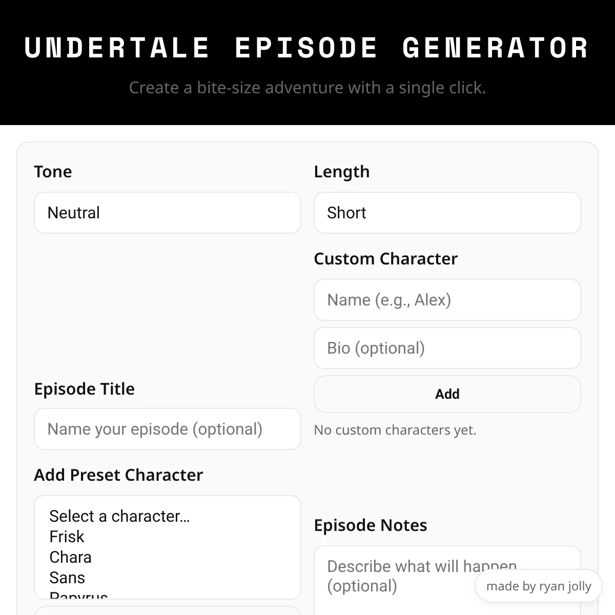 Undertale Episode Generator
