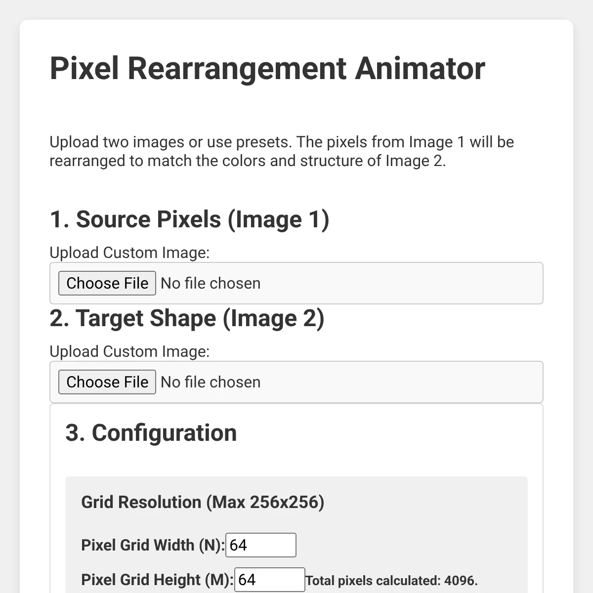 Pixel Rearrangement Animator