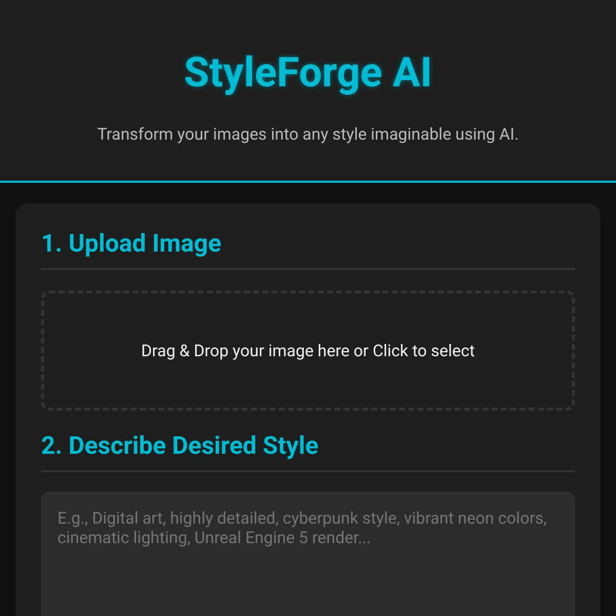 StyleForge AI - Image Style Changer Generator
