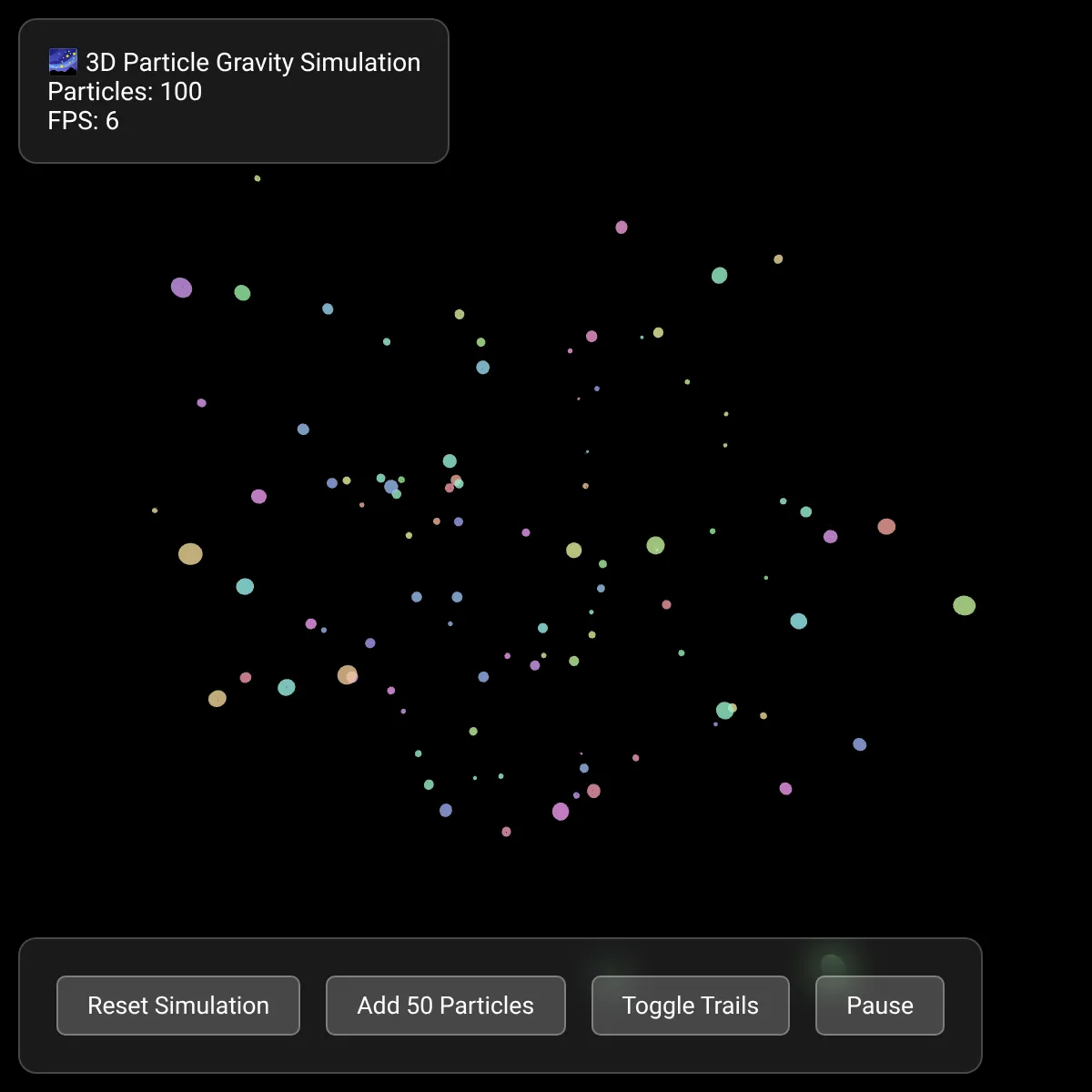 3d Particle Gravity Simulation