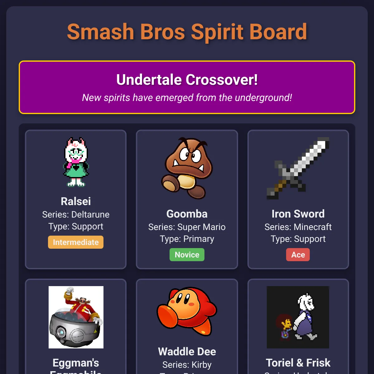 Smash Bros Spirit Board