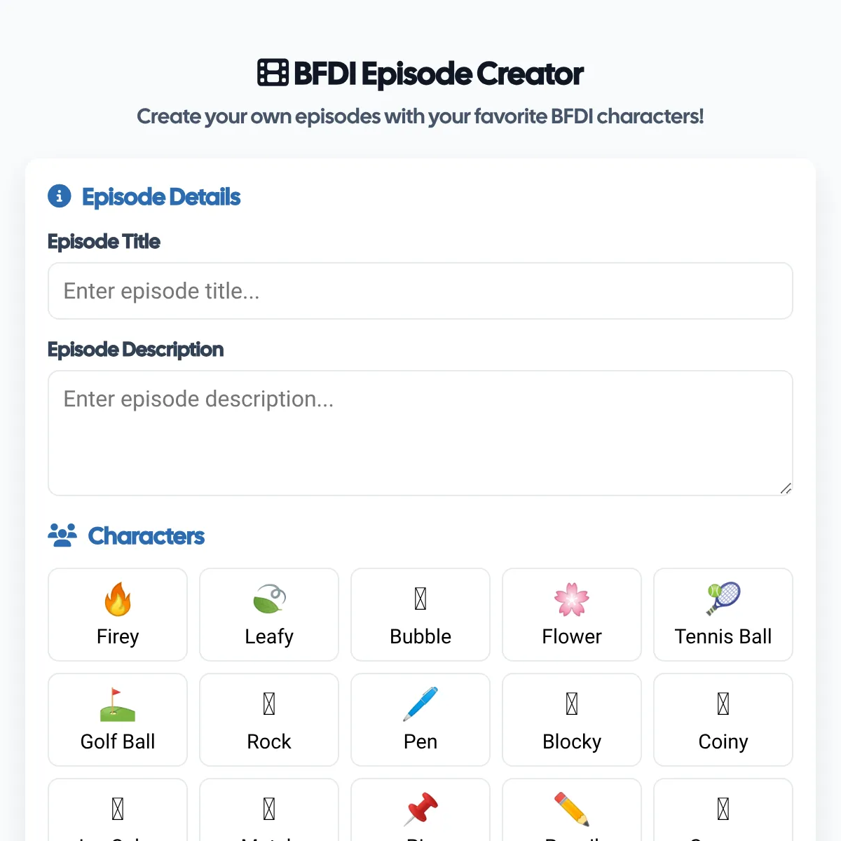 BFDI Episode Creator
