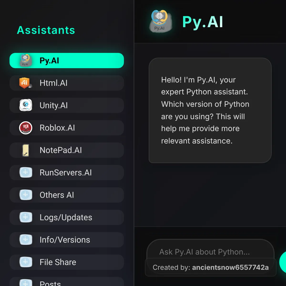 Coders.AI - Your Python/Roblox/html Coding Assistants
