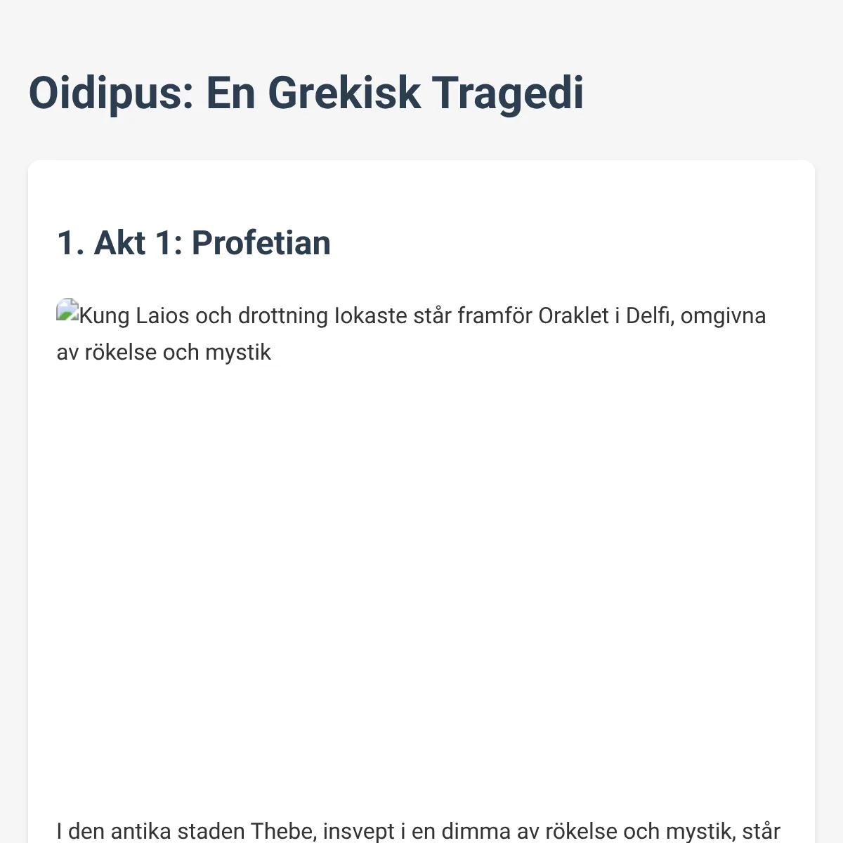 Oidipus: En Grekisk Tragedi