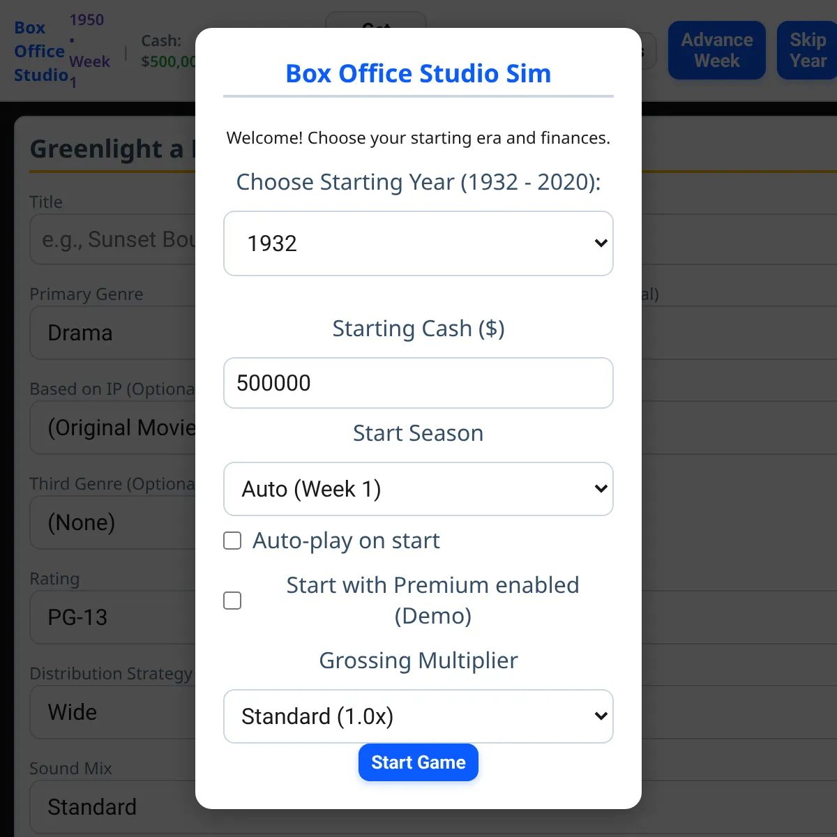 Box Office Studio Sim