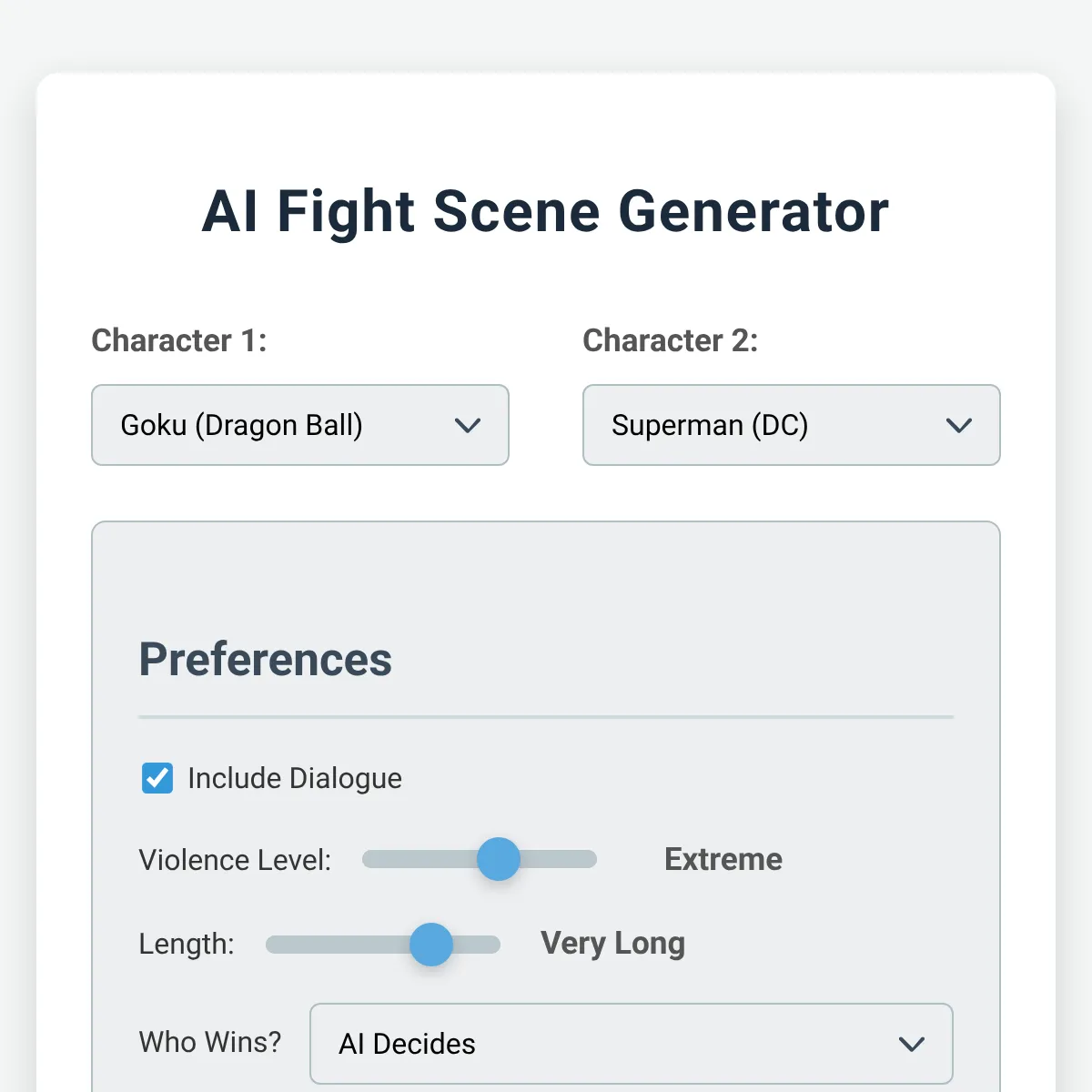 AI Fight Scene Generator