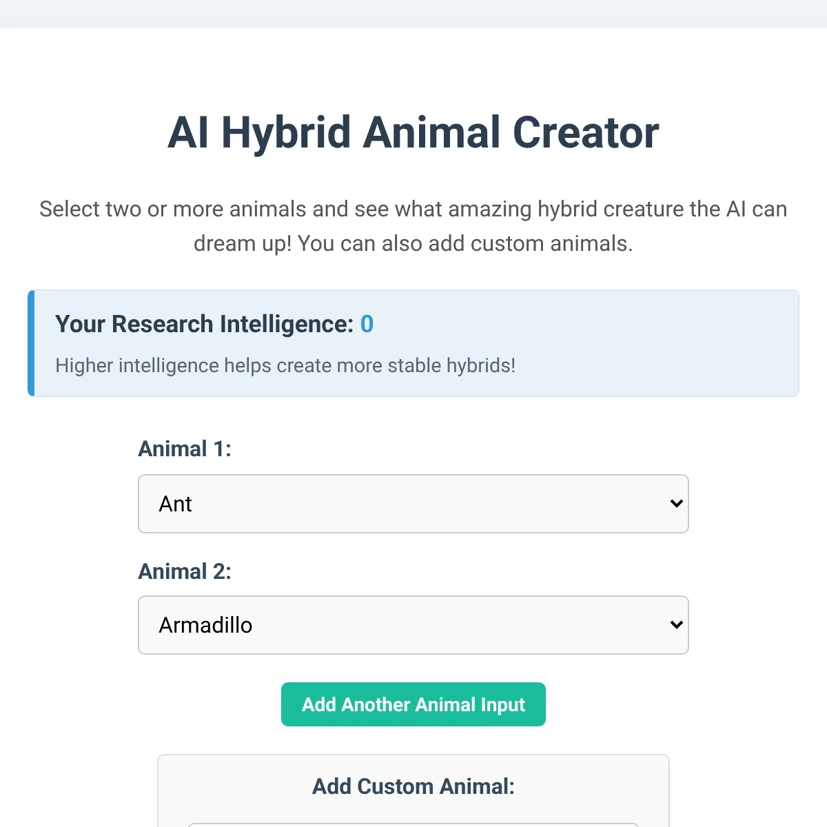 AI Hybrid Animal Creator