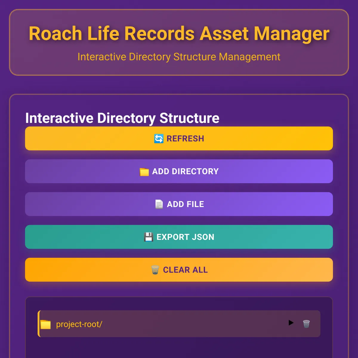 Roach Life Records Asset Manager